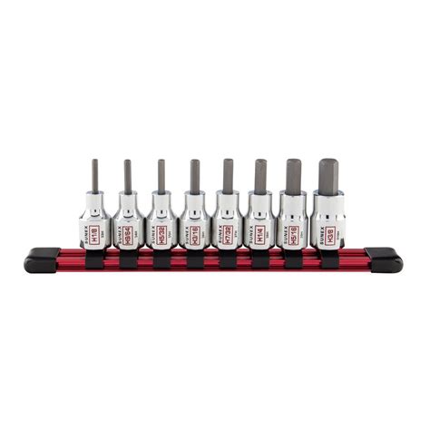 Sunex Tools 3 8 In Drive Sae Chrome Hex Bit Socket Set With Rail 8 Piece 938h The Home Depot