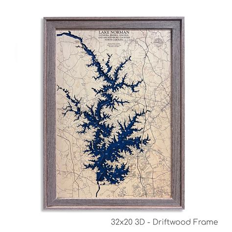 Lake Norman Custom Wood Map Art 3d Wall Art Contour Map Lakehouse Decor Lake Map