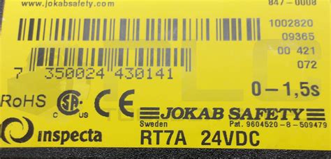 New Jokab Safety Rt7a Safety Relay 24 Vdc Plc Toolbox Supply
