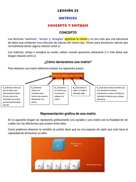 Lección 23 Y 24 Arrays Declaración Iniciación Recorrido De Arrays
