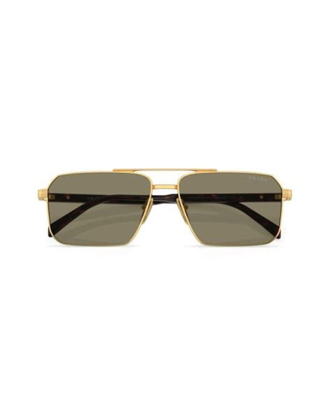 Prada Prada Pr A57s Rectangle Frame Sunglasses In Metallic For Men Lyst