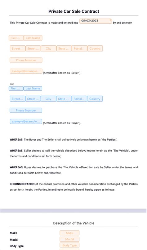 Auto Sale Agreement Template
