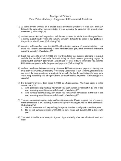 week 2 tvm problem set pdf pdf present value time value of money