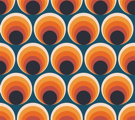 Premium Vector Colorful Circles Abstract Seamless Pattern Retro 70s Nostalgic Geometric Vector