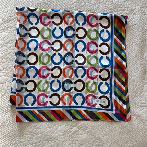 Coach Accessories Coach Vintage Colorful Coach Logo Pattern Scarf