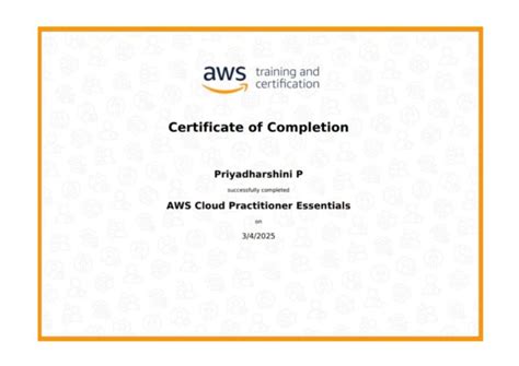 Aws Cloudcomputing Awscloudpractitioner Learning Certification Priyadharshini P