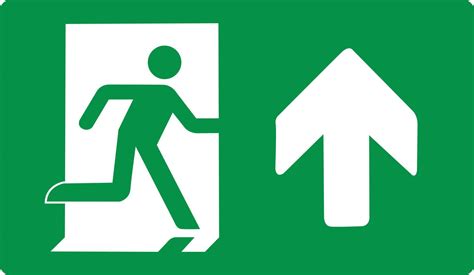 Green Sign Evacuation Exit Up Designations Location Emergency