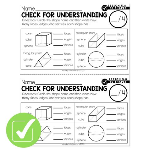 First Grade Math Worksheets 3d Shapes Lucky To Learn Math 1st Grade
