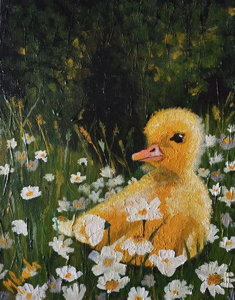 Duckling Oil Painting Dibujos En Lienzo Naturaleza Patos Pintura