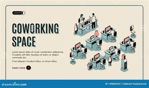 Coworking Space Icon Set Collaborative Line Style Collection For Shared Workspaces Cartoon