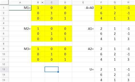 Step By Step Lu Decomposition Of 3 By 3 Matrices In A Spreadsheet By