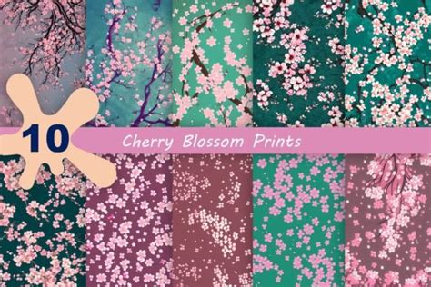 Cherry Blossom Prints Graphic By Adithyes · Creative Fabrica