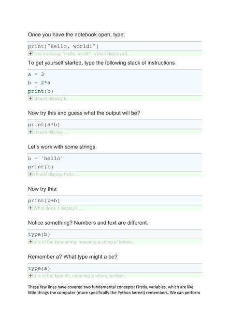 Intro To Ppython Jupyter Book Part One Once You Have The Notebook Open Type Printhello
