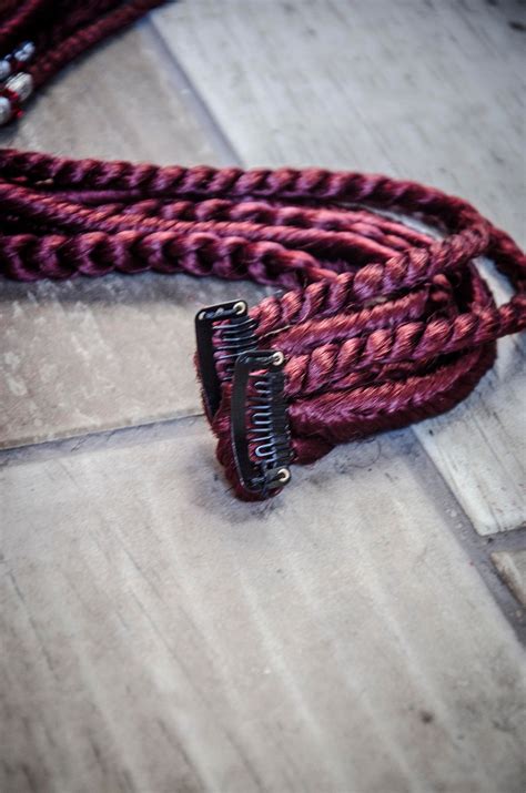 Burgundy Clip In Dreadbraid Extention Ginger Hair Extention Etsy