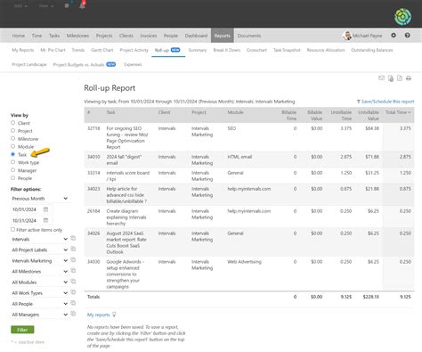 roll up report intervals help documentation