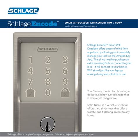 Schlage Encode Lever Lock Schlage Century Encode Smart Wifi Lever Lock