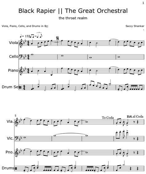 Black Rapier The Great Orchestral Sheet Music For Viola Cello