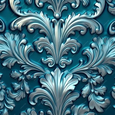 Premium Photo A Blue Wallpaper With A Floral Pattern