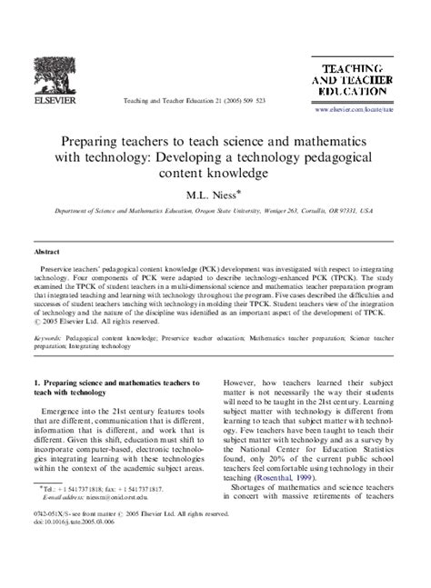 pdf preparing teachers to teach science and mathematics with