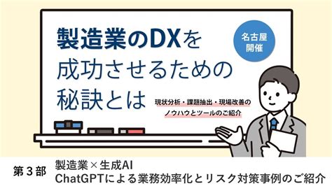 製造業のDXを成功させるための秘訣とは 製造業生成AI ChatGPTによる業務効率化とリスク対策事例のご紹介 YouTube