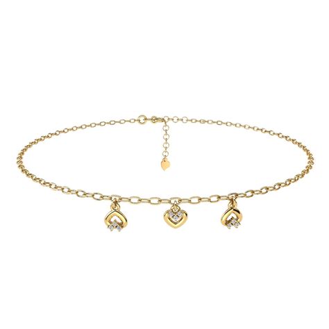Hochwertige Damen Fußkette Abelina Mit 009 Karat Diamant Rund Gelbgold