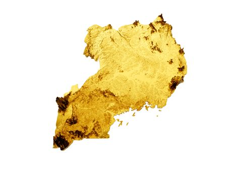 Uganda Map Golden Metal Color Height Map 3d Illustration 37302109 Png