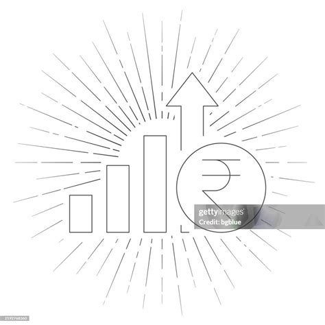 Indian Rupee Rate Increase Line Icon With Sunbursts On White Background
