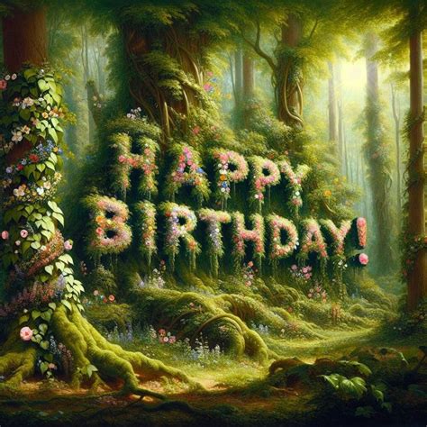 Forest Flowers Happy Birthday Printable Art Digital Download In 2025