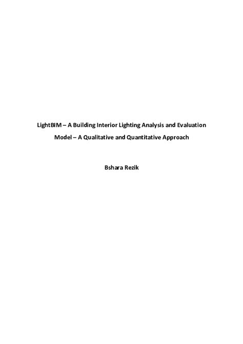 Pdf Lightbim A Building Interior Lighting Analysis And Evaluation