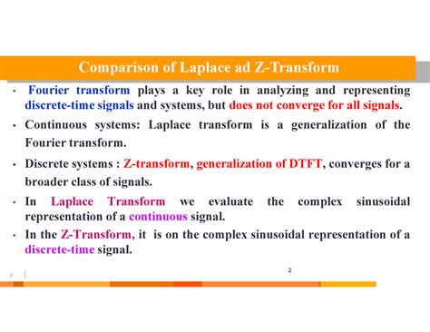 Comparison Of Laplace Ad Z Transform 2 Comparison Of Laplace Ad Z