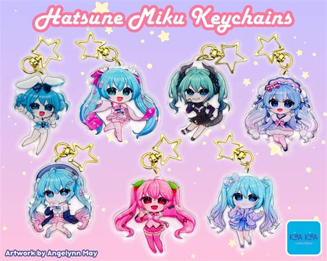 Chibi Hatsune Miku Vocaloid Keychain Charm Sakura Miku Snow Miku