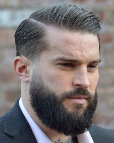 Mid Fade Finger Length On Top Sharp Beard Styles Mens Fade With Hard