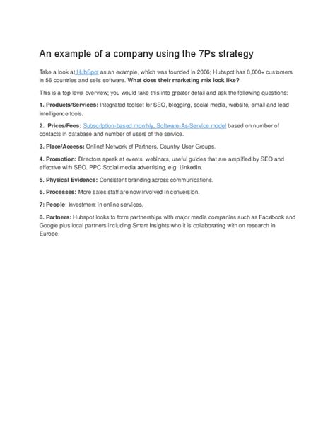 Doc An Example Of A Company Using The 7ps Strategy