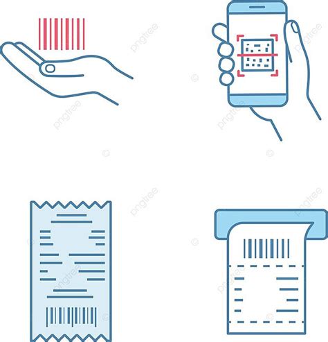 Barcodes Color Icons Set Inventory Control Drawing Code Vector Inventory Control Drawing Code