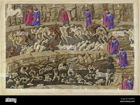 This Illustration From Botticellis Series On Dantes Divina Commedia