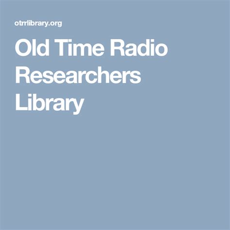 Old Time Radio Library