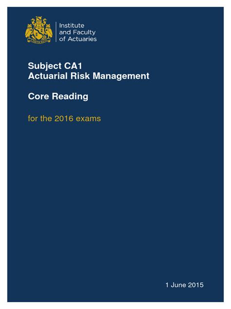 Material Ca1 Actuarial Science Iai Ifoa Pdf Risk Insurance
