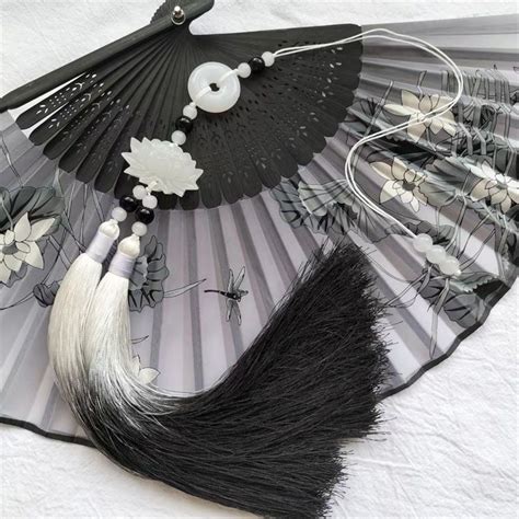 Ancient Style Hanfu Pendant Tassel Waist Men Women Costume Accessories古风汉服禁步压襟坠手工白玉莲花渐变双流苏腰佩男女古装