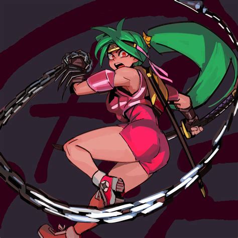 33dot Highres 1girl Armor Ass Chain From Behind Green Hair