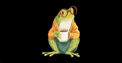 Cozy Frog Coffee Break Frog Coffee Art Sticker Teepublic
