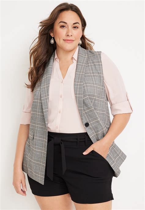 Plus Size Plaid Blazer Vest Maurices