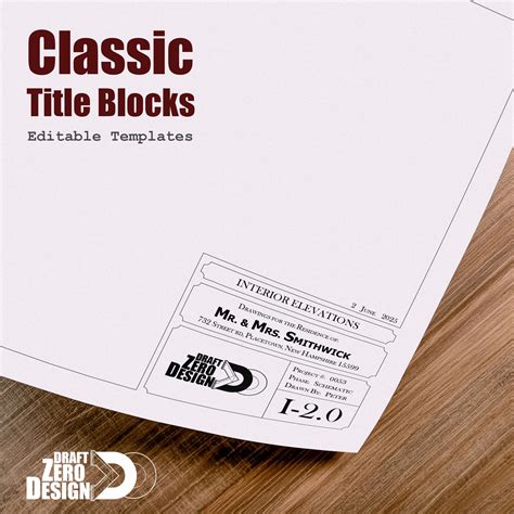 Architectural Title Block Template Classic Corner Style Autocad Editable Title Block For