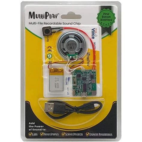Multiplay Push Button Recordable Sound Chip Plays Multiple Recordings Add Music And Personal