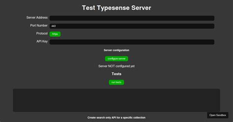 typesense server test codesandbox