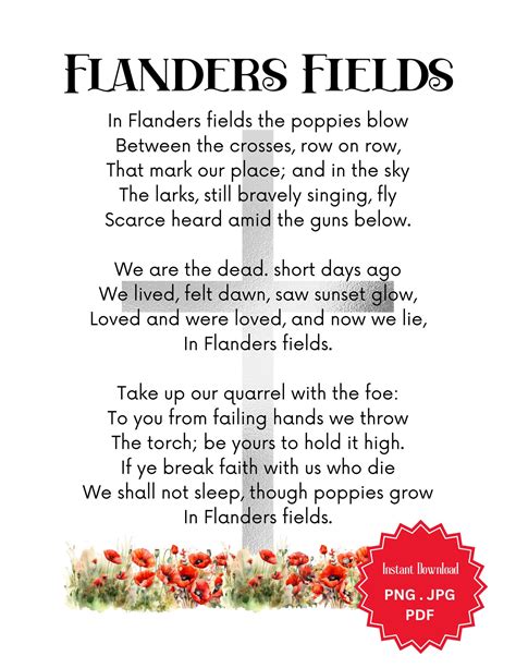 Free Printable In Flanders Field Poem All Free Printables
