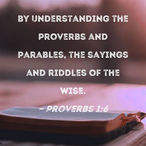 Proverbs 1 6 By Understanding The Proverbs And Parables The Sayings And Riddles Of The Wise