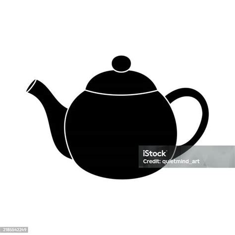 우아한 검은 찻 주전자 실루엣 곡선 손잡이와 벡터 일러스트 레이 션은 흰색 배경에 고립되어 있습니다 가정 생활에 대한 스톡 벡터 아트 및 기타 이미지 Istock