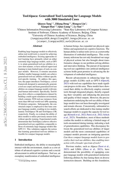 Pdf Toolalpaca Generalized Tool Learning For Language Models With