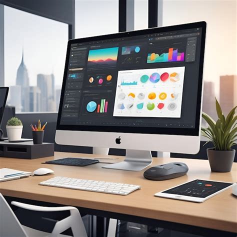Premium Photo Graphic Design Software Mockup Realistic Desktop Premium Photo Graphic Design Software Mockup Realistic Desktop