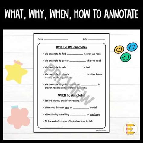 How To Annotate A Text Worksheet Annotation Guide Practice Tpt